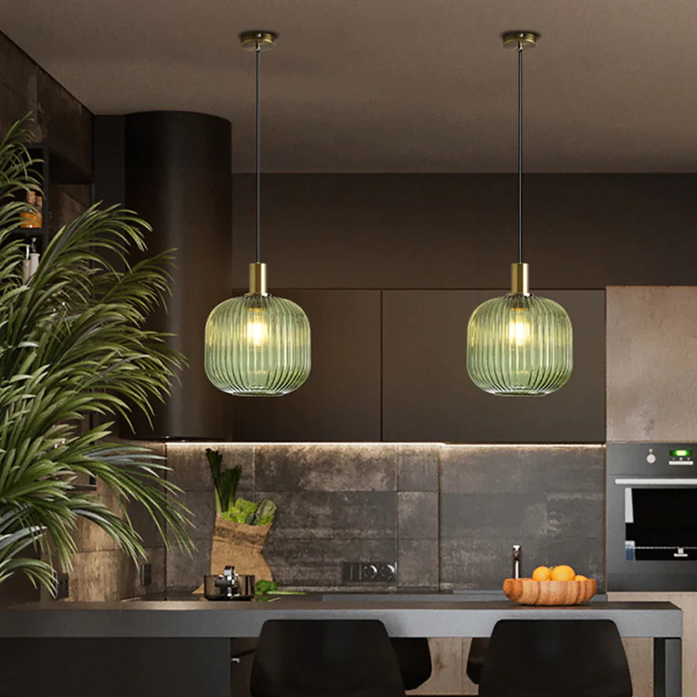 Retro Lantern Stained Glass Kitchen Island Pendant Light | Homdiy ...