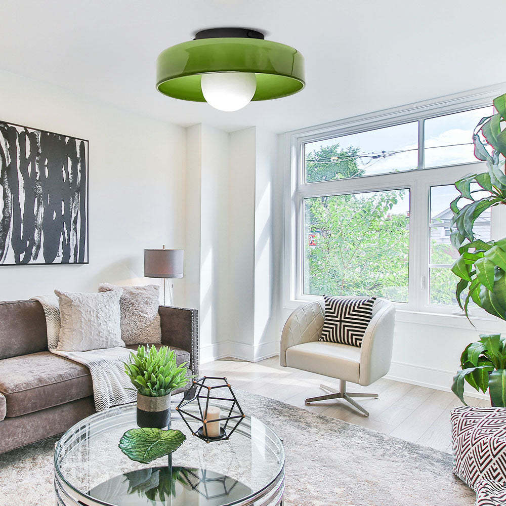 Homdiy Flush Mount Ceiling Light Modern Green Glass Ceiling Lamp For ...