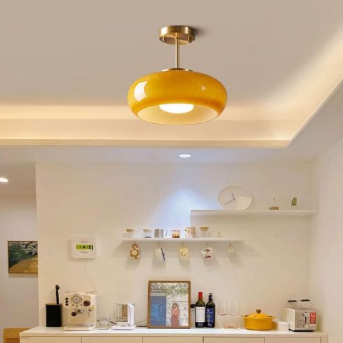 Homdiy Ceiling Light Retro Round Glass Ceiling Light For Living Room ...