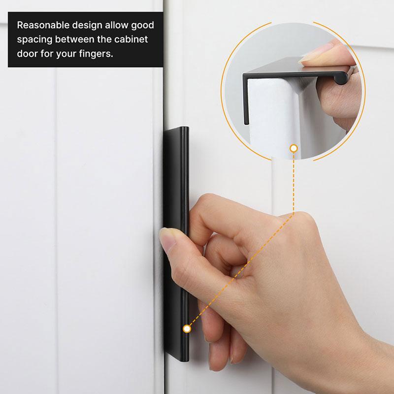 Homdiy Black Kitchen Cabinet Handles Finger Edge Drawer Tab Dresser ...