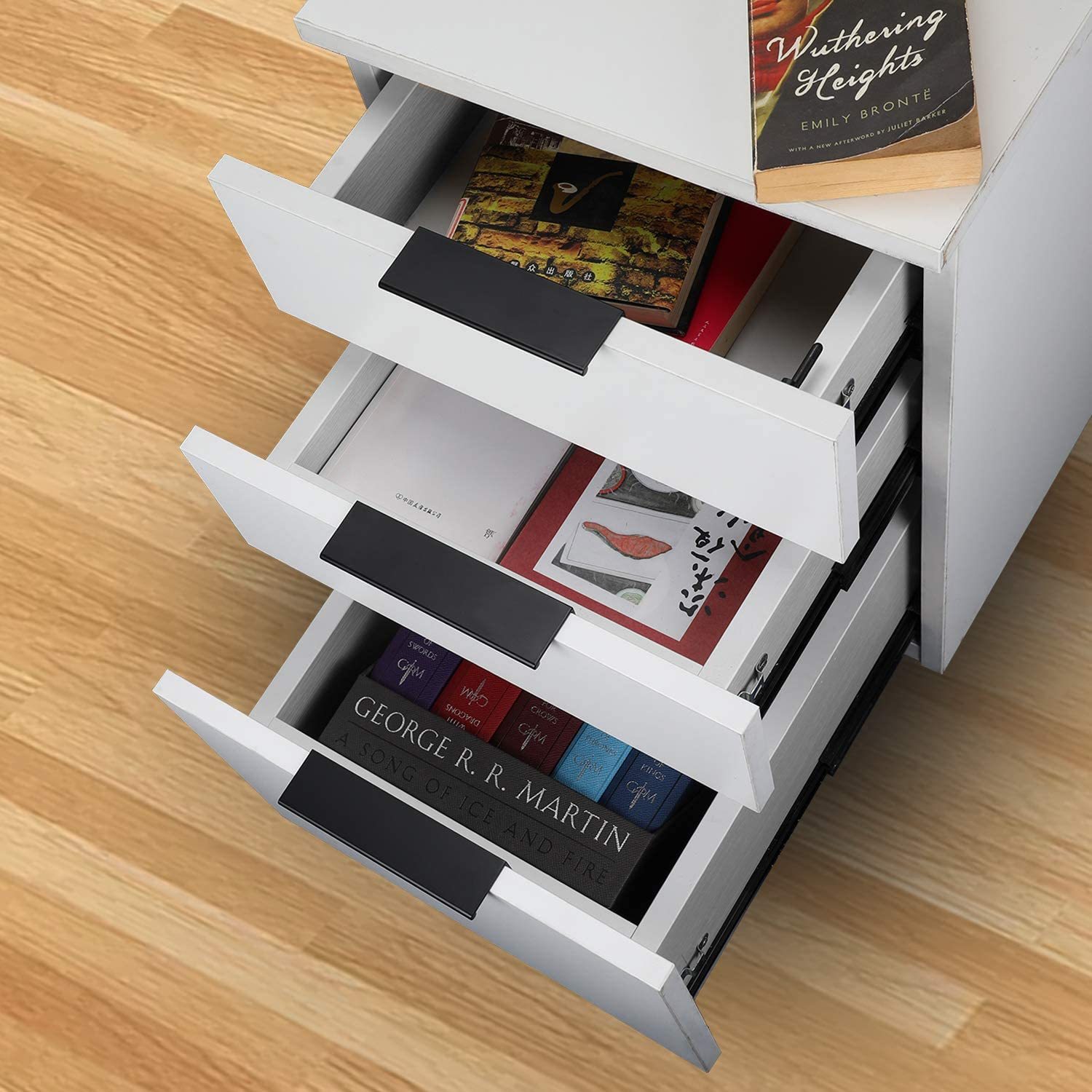 Homdiy Black Kitchen Cabinet Handles Finger Edge Drawer Tab Dresser ...