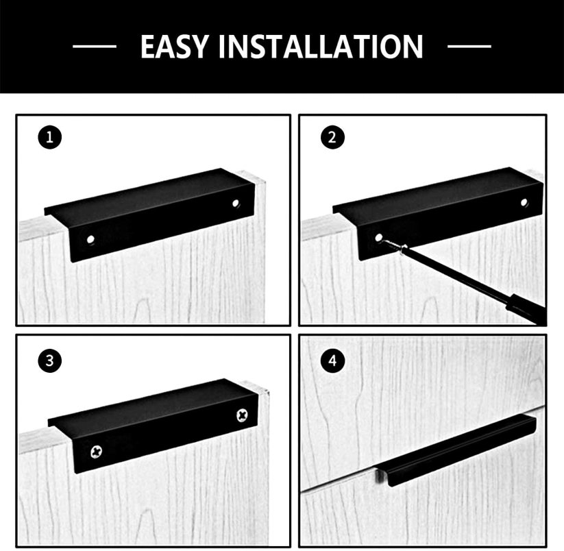 Homdiy Black Kitchen Cabinet Handles Finger Edge Drawer Tab Dresser ...
