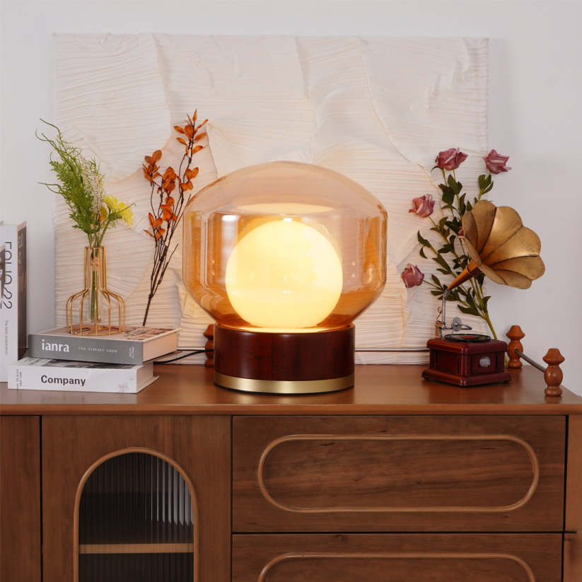 Homdiy Table Light Modern Rigel Round Glass Table Lamp For Bedroom ...