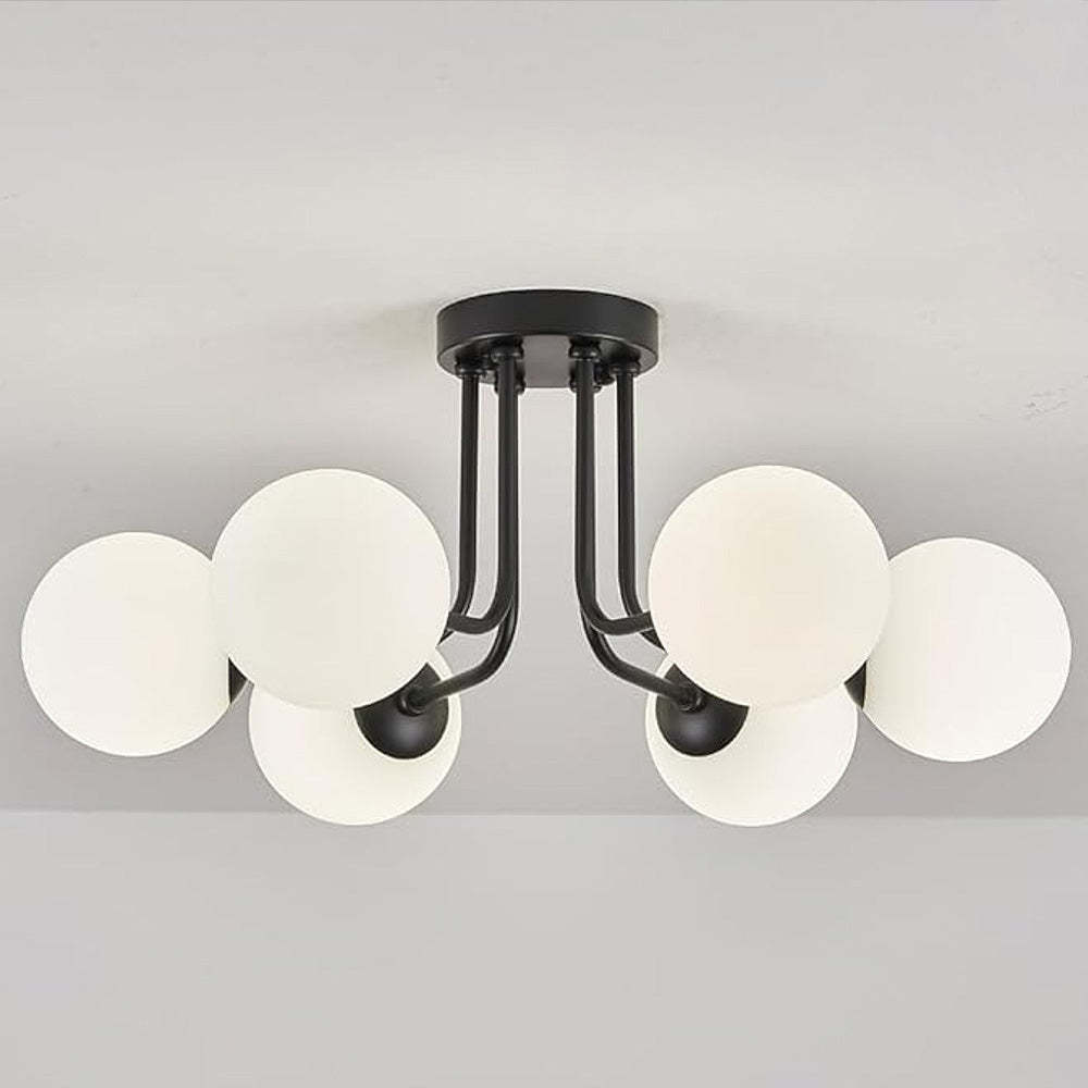 Homdiy LED Ceiling Light Vintage Multi Heads Round Glass Ceiling Light ...