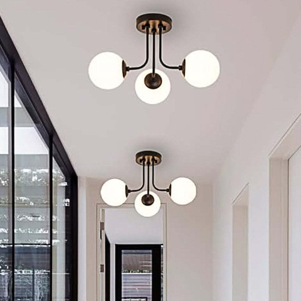 Homdiy LED Ceiling Light Vintage Multi Heads Round Glass Ceiling Light ...