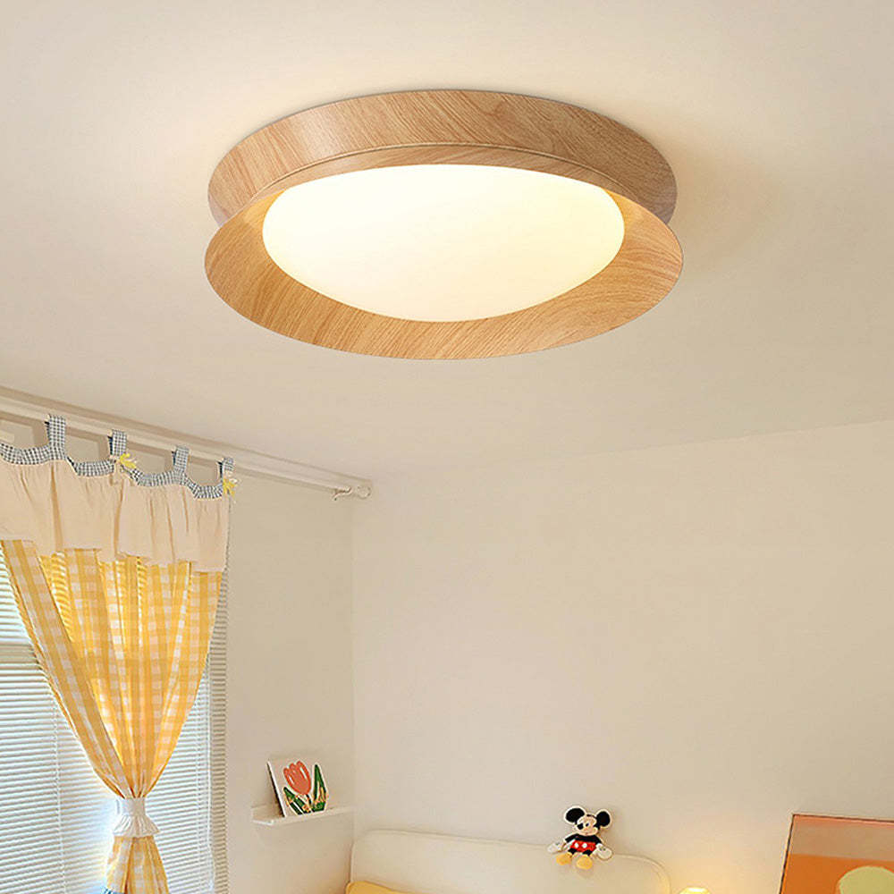 Homdiy LED Ceiling Light Modern Wood Grain Round Ceiling Light For ...