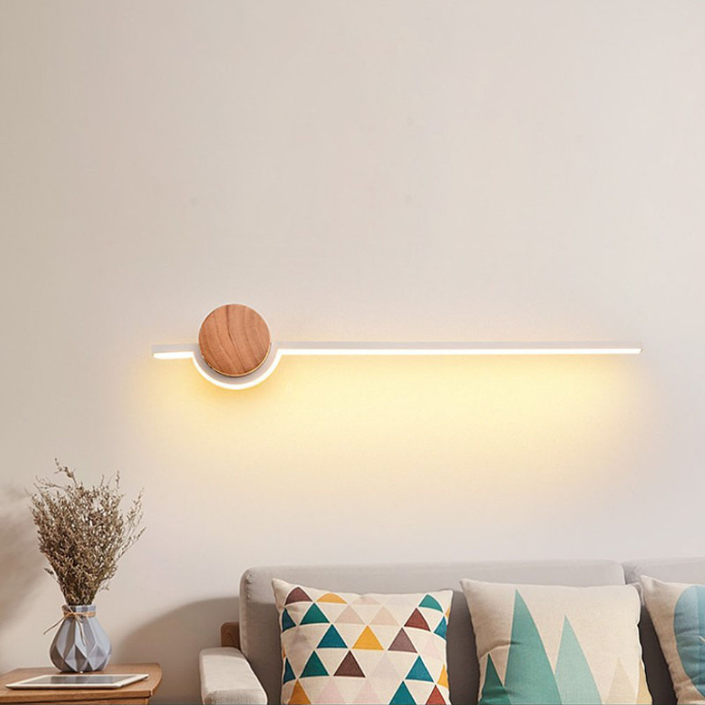 Homdiy Wall Light Modern Nordic Wood Linear LED Wall Sconces For ...