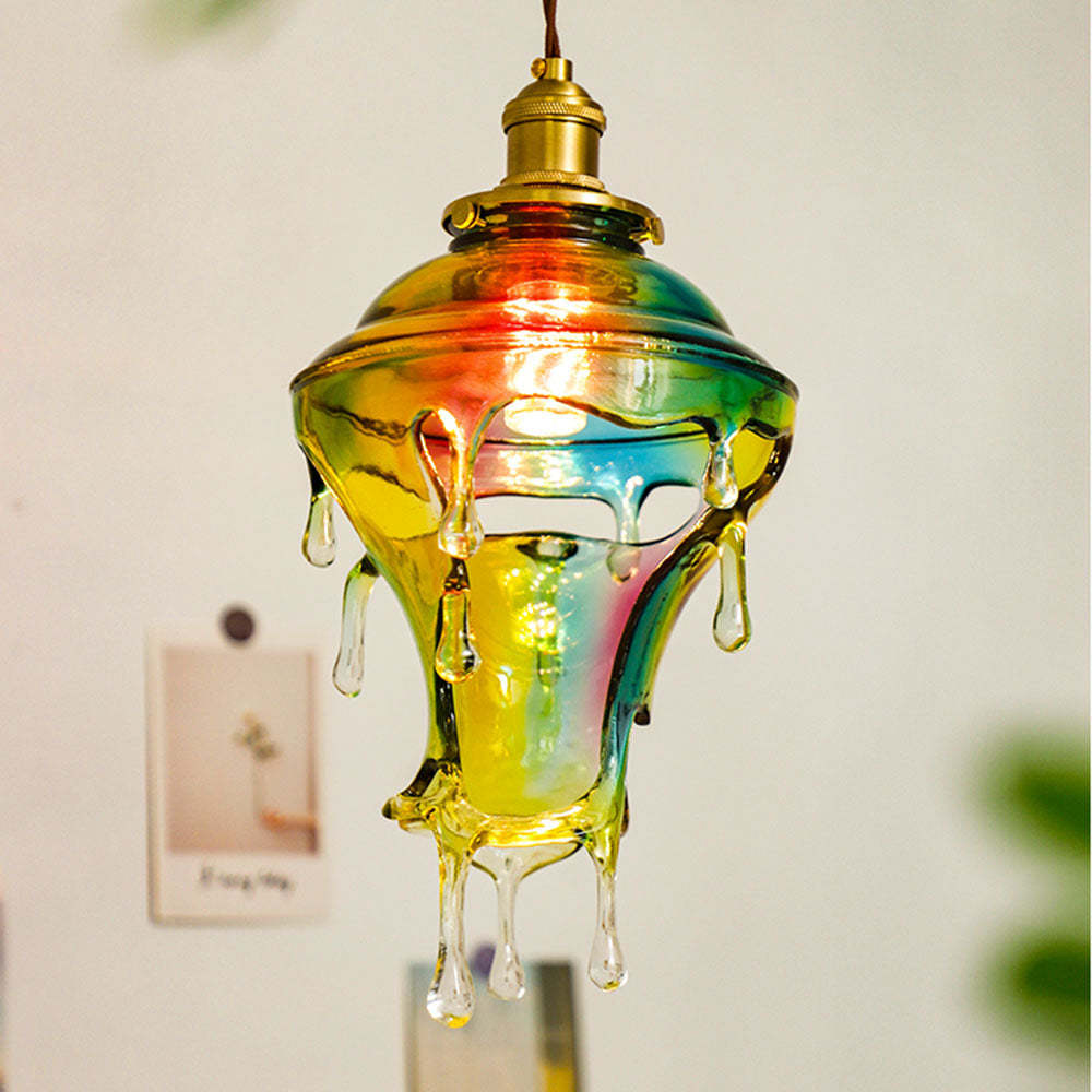 Homdiy Pendant Light Vintage Colorful Water Drop Pendant Light Resin ...