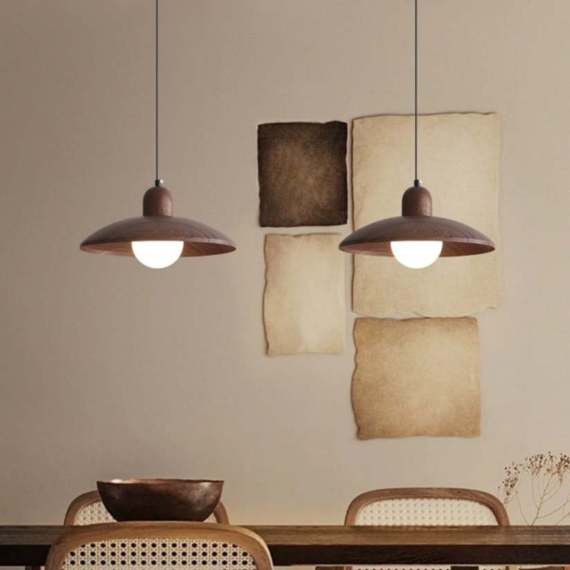 Homdiy Ceiling Light Minimalist Brown Iron Wooden Ceiling Light For ...