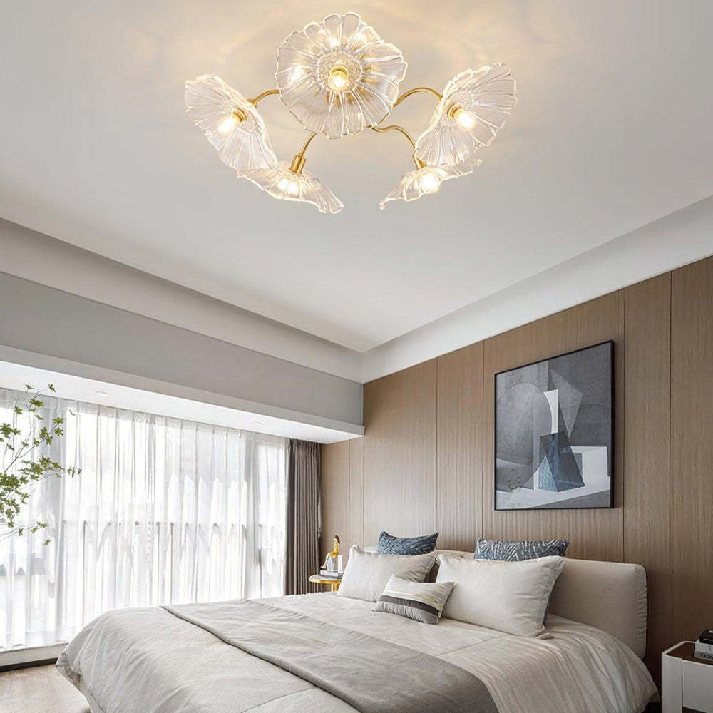 Homdiy Ceiling Lamp Vintage Lotus Leaf Glass Ceiling Light For Living ...