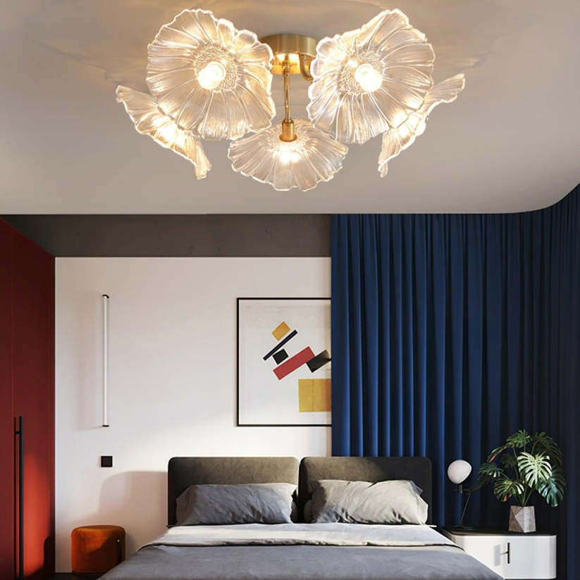 Homdiy Ceiling Lamp Vintage Lotus Leaf Glass Ceiling Light For Living ...