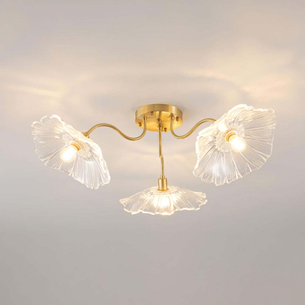 Homdiy Ceiling Lamp Vintage Lotus Leaf Glass Ceiling Light For Living ...