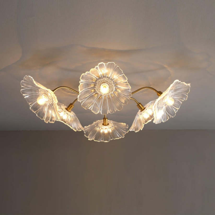 Homdiy Ceiling Lamp Vintage Lotus Leaf Glass Ceiling Light For Living ...