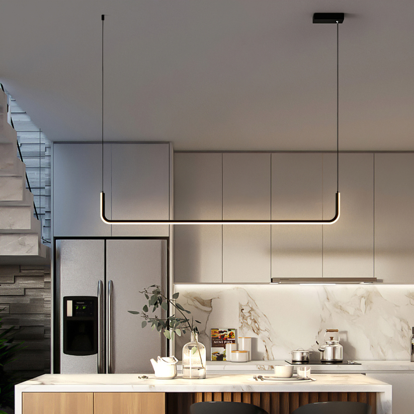 Modern Linear LED Pendant Light ,Black/Gold, Dimmable| Homdiy ...