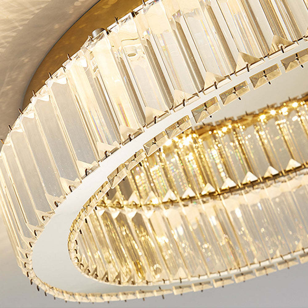 Homdiy Luxury Round Dimmable Crystal Ceiling Light Metal Ceiling Lights ...