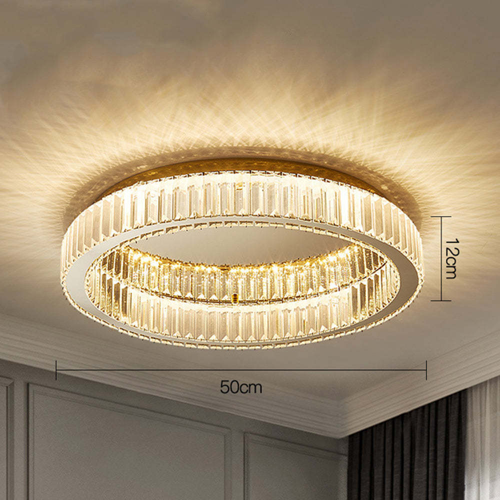 Homdiy Luxury Round Dimmable Crystal Ceiling Light Metal Ceiling Lights ...