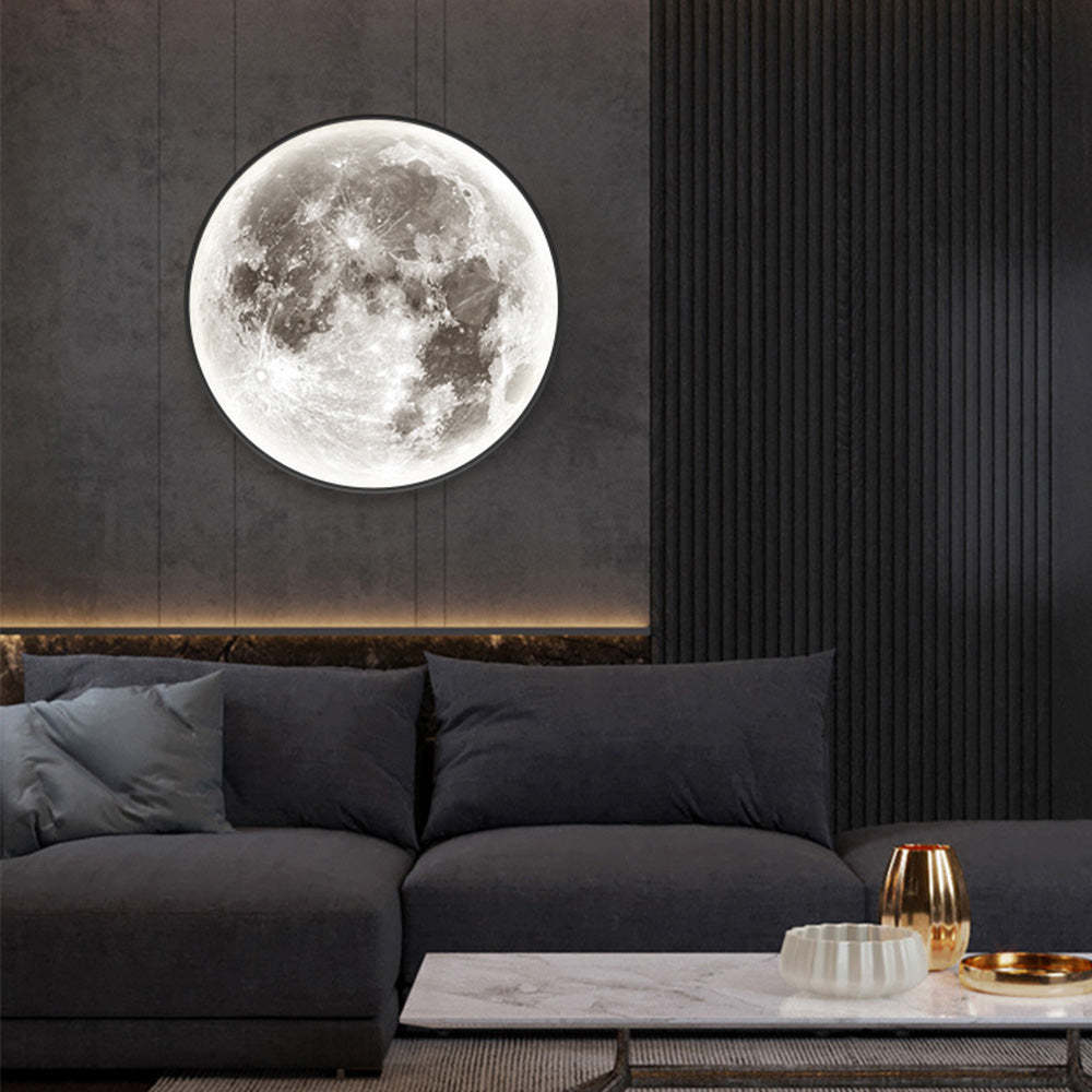 Homdiy Flush Mount Ceiling Light Modern 3D Printing Moon Light Shade ...
