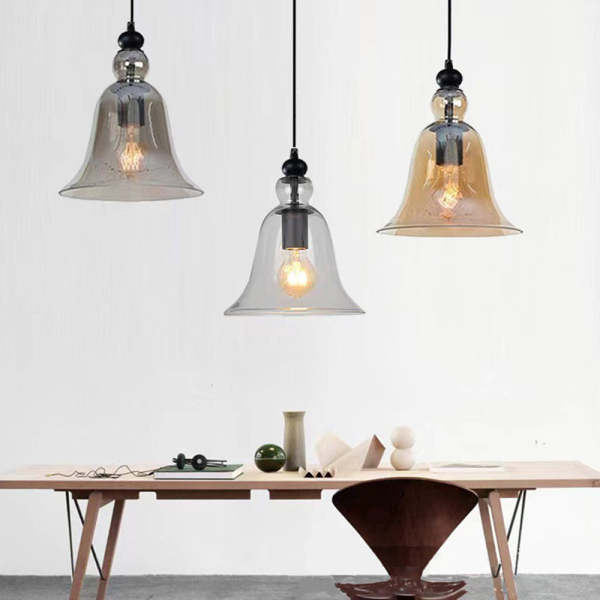 Homdiy Pendant Light Industrial Style Bell Shape Glass Pendant Light ...