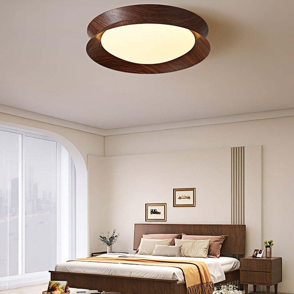 Homdiy LED Ceiling Light Modern Wood Grain Round Ceiling Light For ...