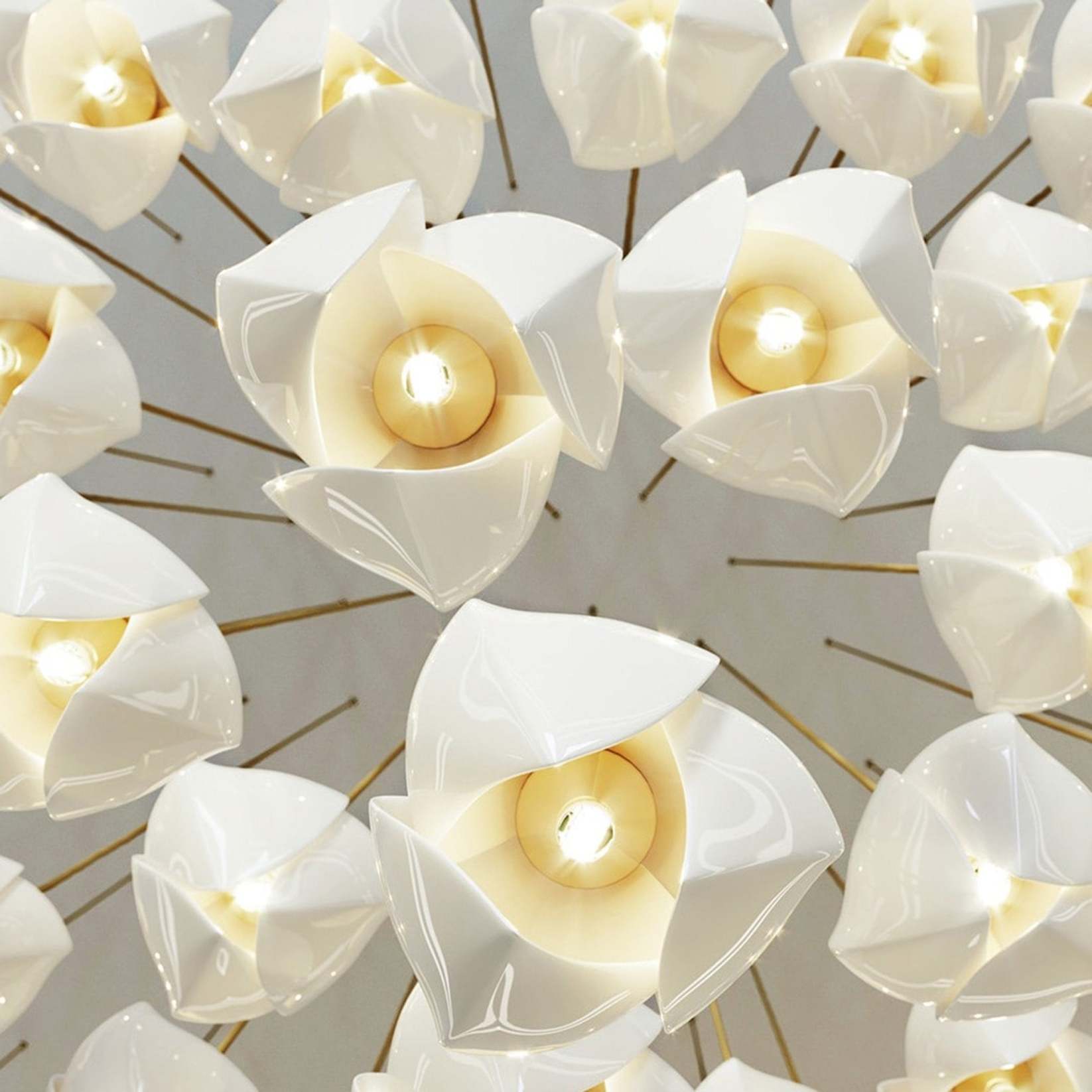 Homdiy Multi-heads White Hanging Light Stylised Bloom Buds Pendant ...