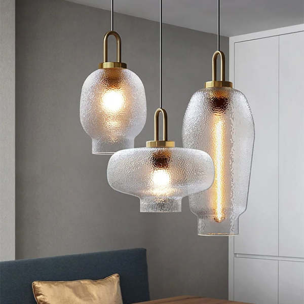 Homdiy Pendant Light Brass Clear Glass Hanging Light Fixtures for ...