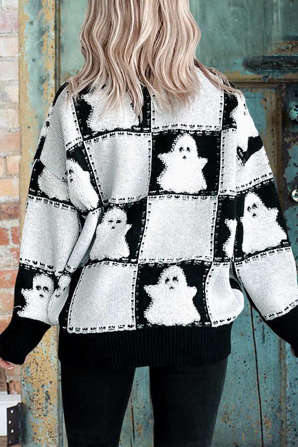 Beautiful Checkered Ghost Sweater – RanchBelle