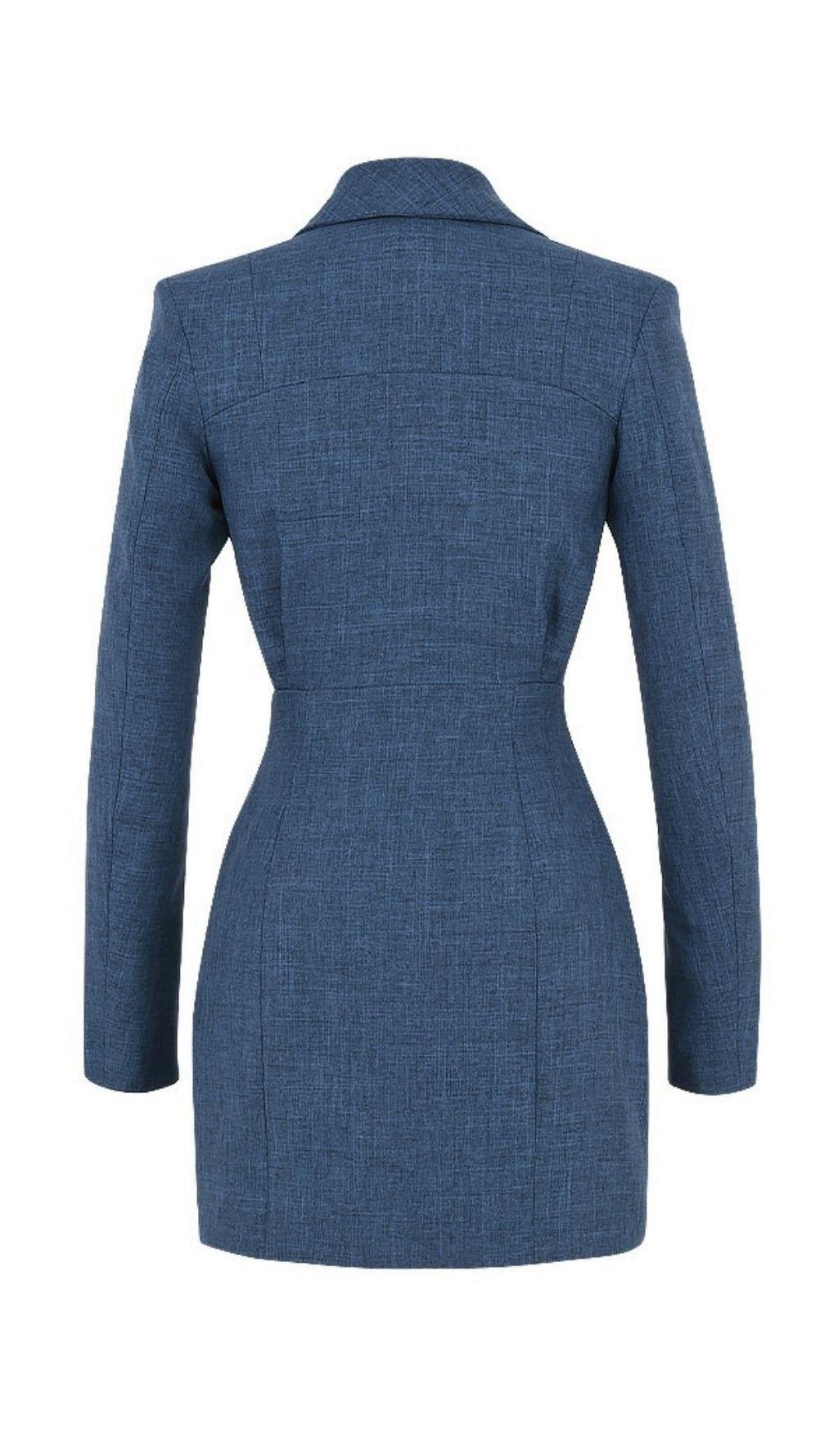 TIE SUIT MINI DRESS IN DEEP BLUE – Artofcb
