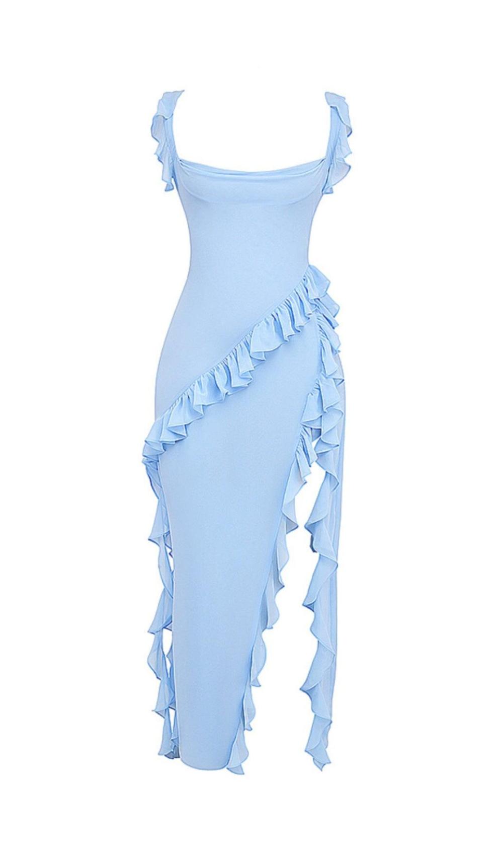 SOFT BLUE RUFFLE MAXI DRESS – Artofcb