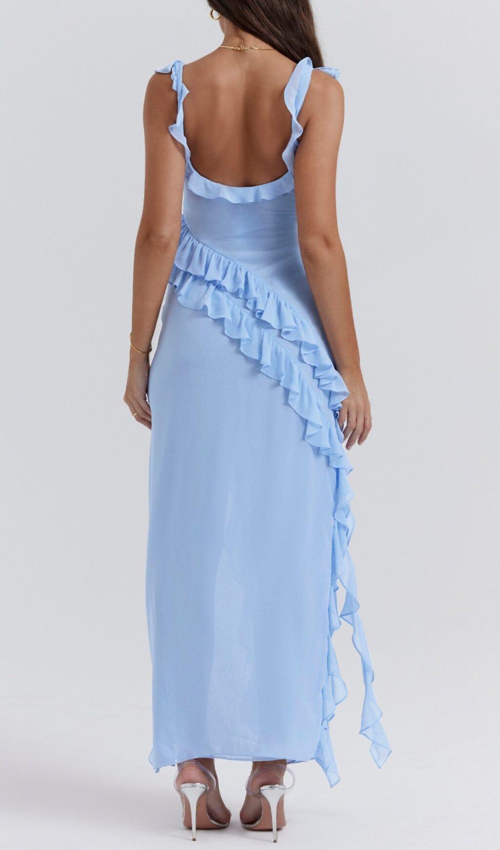 SOFT BLUE RUFFLE MAXI DRESS – Artofcb