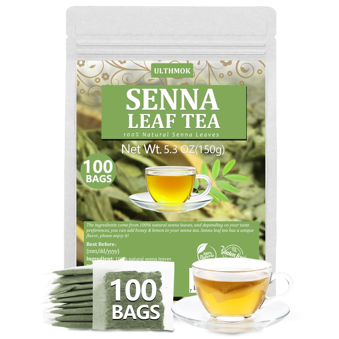 Premium 100 Senna Tea Bags, Made with 100% Natural Senna Leaves, No ...