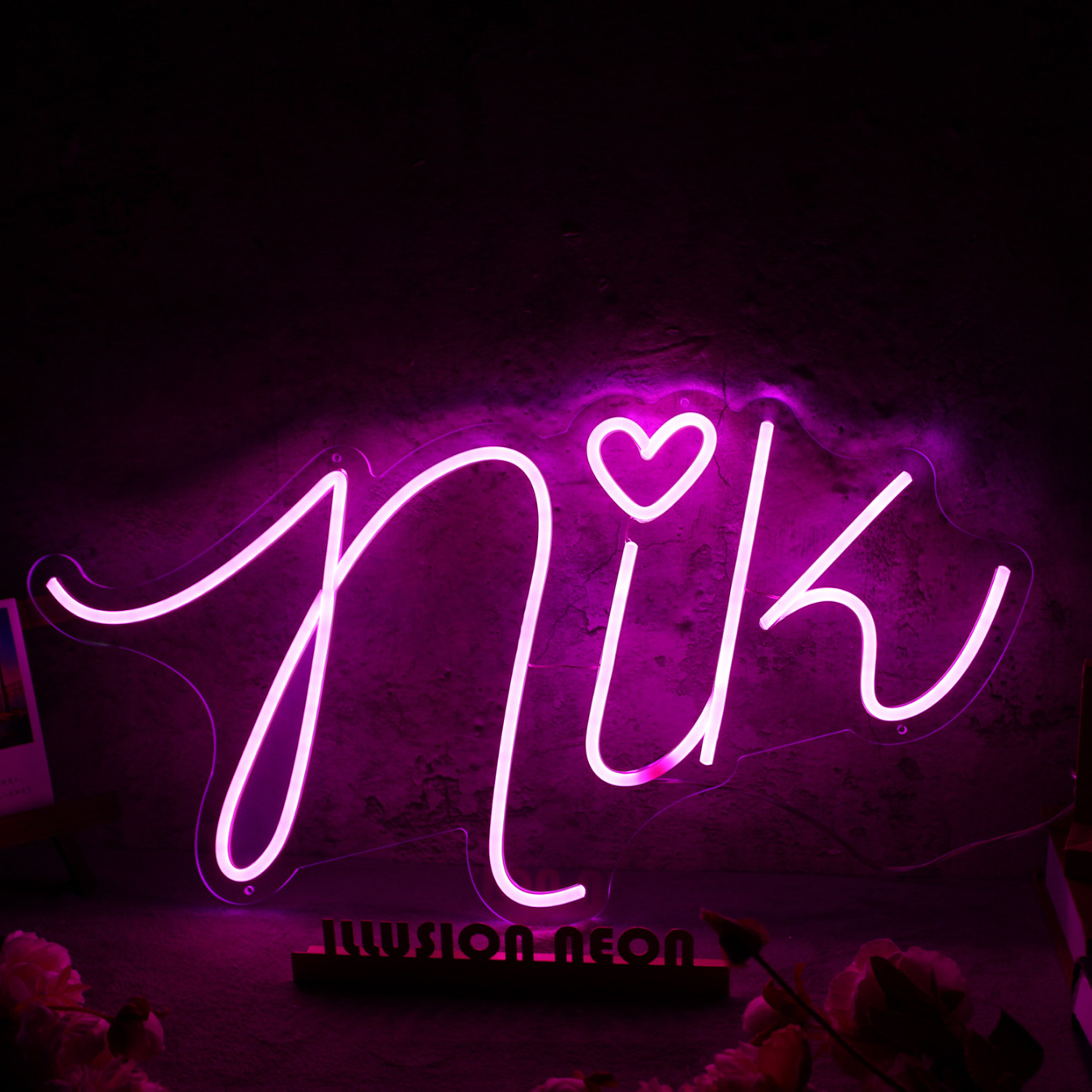 Nik Pink Neon Sign-illusion