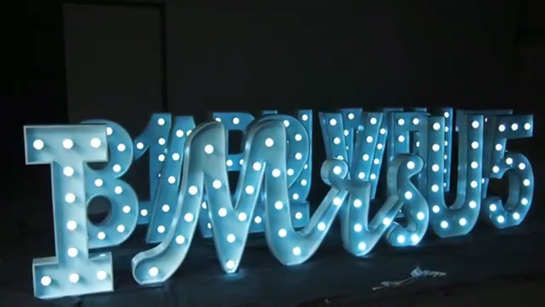 Steel Marquee Letter Happy Birthday White High-End Custom Zinc Metal ...