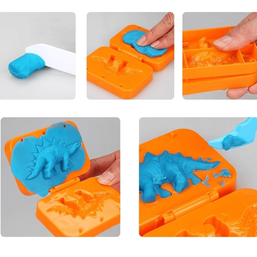 24 PCS Dinosaur Play Dough Kit with 8 Colors Mud, Tools, Creation Toys ...