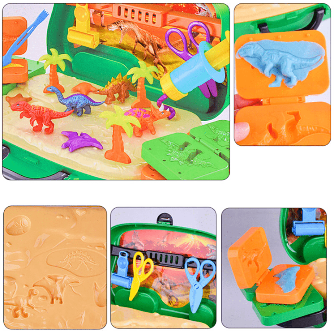 24 PCS Dinosaur Play Dough Kit with 8 Colors Mud, Tools, Creation Toys ...