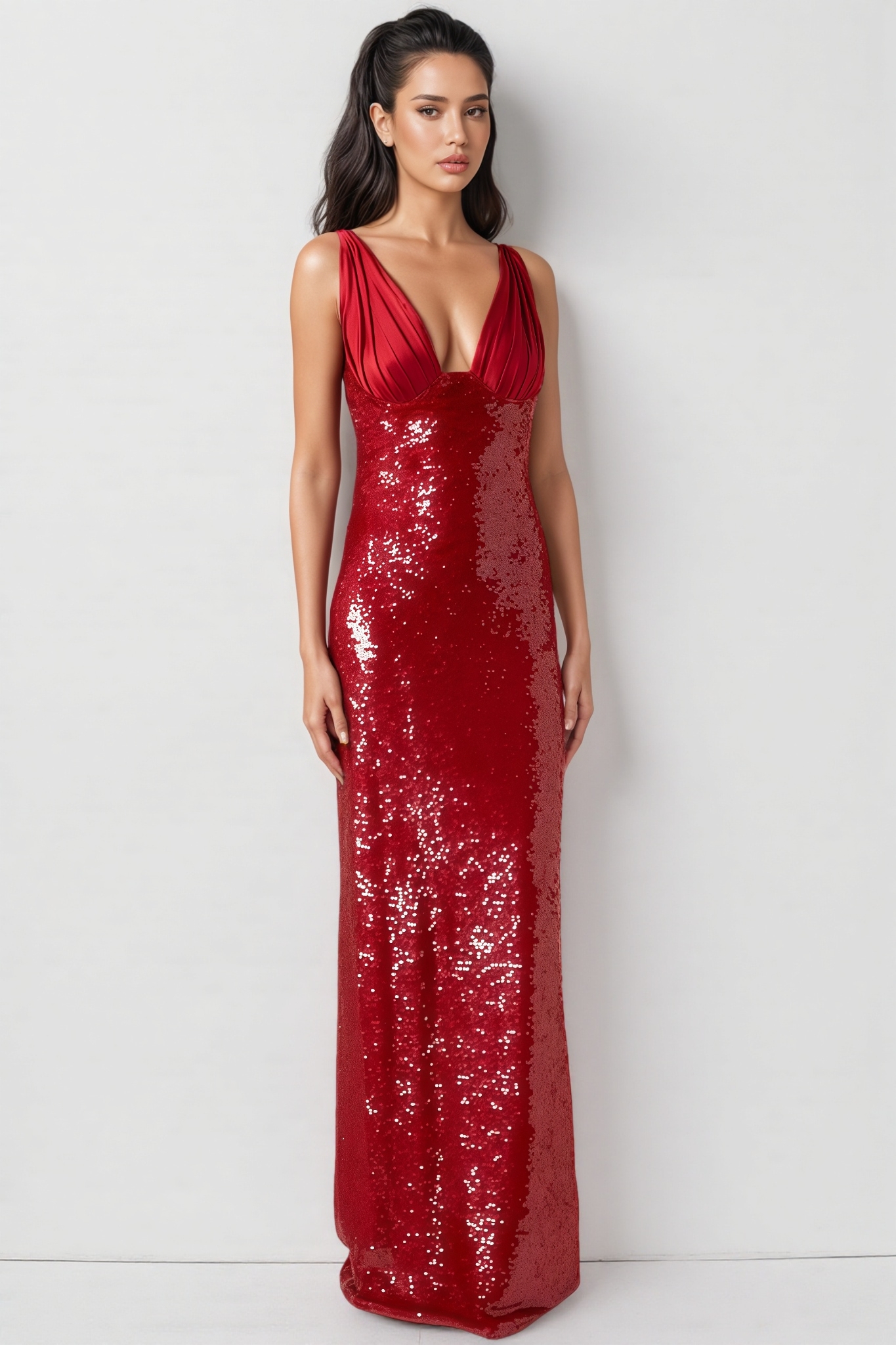 Faryn Red Sequin Maxi Dress – LuneÉclat Fashion