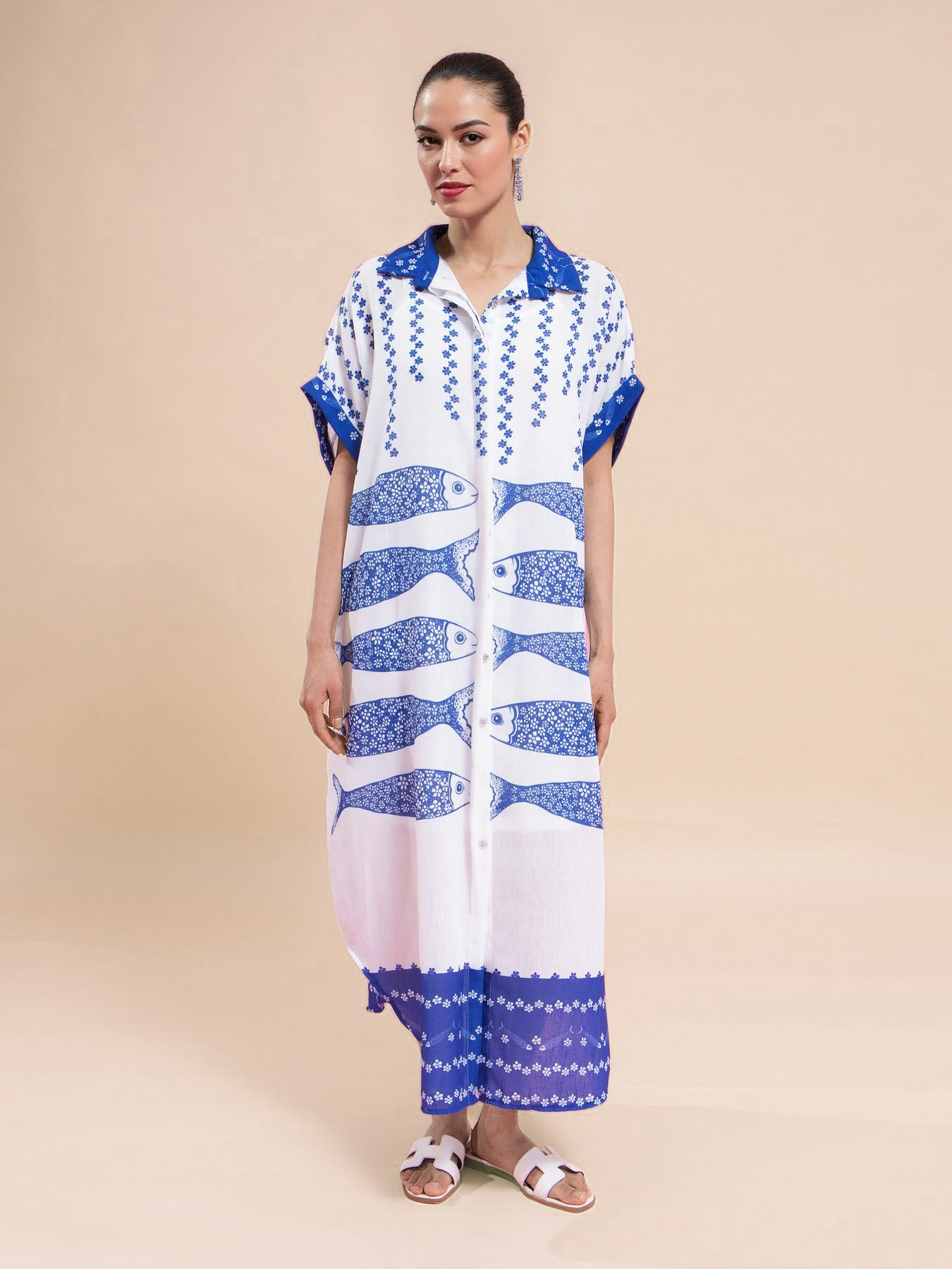 Unique Fish Floral Print Midi Dress – Likemychoice