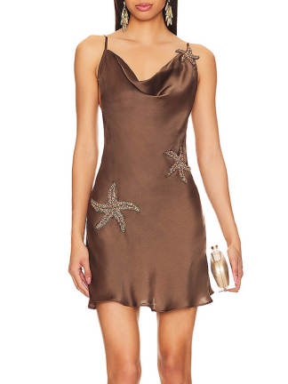 Sequined Starfish Print Patchwork Mini Dress – LMC