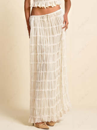 Charm Pleated Drawstring Waist Tiered Maxi Skirt – Likemychoice