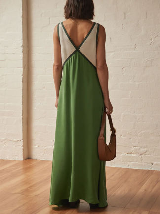 Splicing Chic V-neck Contrasting Color Dress – Likemychoice