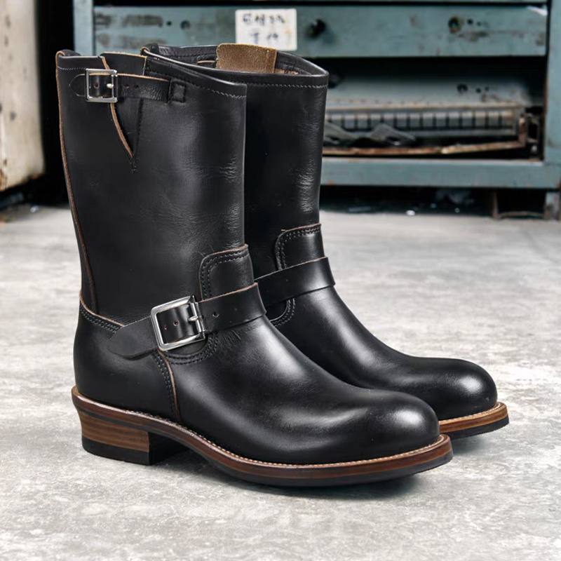 1930's Vintage Triple Stitched Black Horsehide Brass Buckle Boots ...