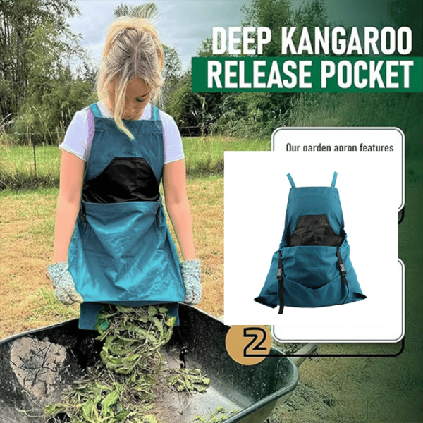 Cross Back Gardening Apron With Deep Kangaroo Release Pockets – Migyun
