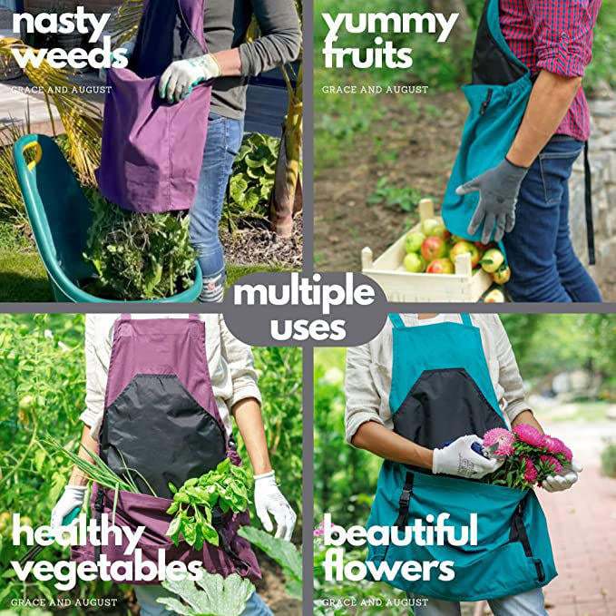 Cross Back Gardening Apron With Deep Kangaroo Release Pockets – Migyun