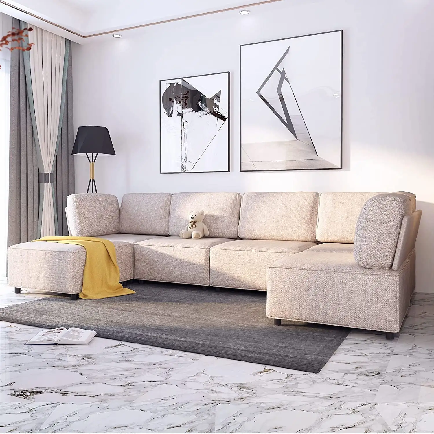 Mjkone U Shaped Modular Sectional Sofa, Convertible L Shaped Couch Sof ...