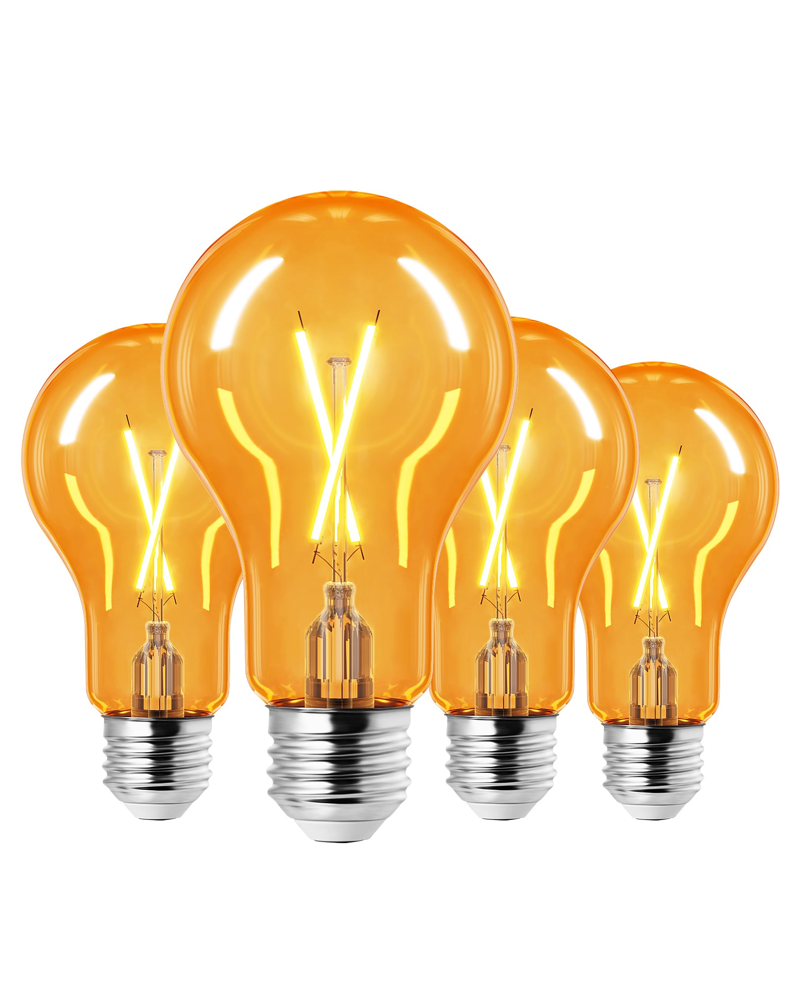 EDISHINE 4 Pack Yellow Light Bulb 8W A19 LED Light Bulb Dimmable Yellow LED Bulb for Halloween Christmas Porch Home Lighting Party Bar Decor