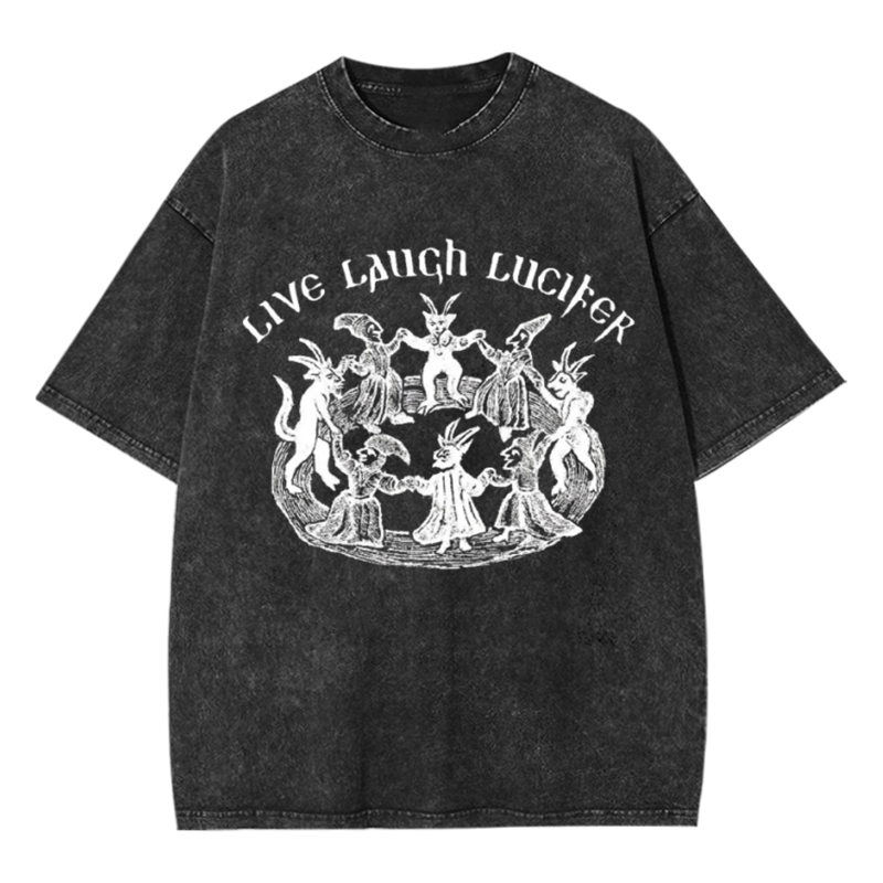 Live Laugh Lucifer Washed T-shirt – nerdywave