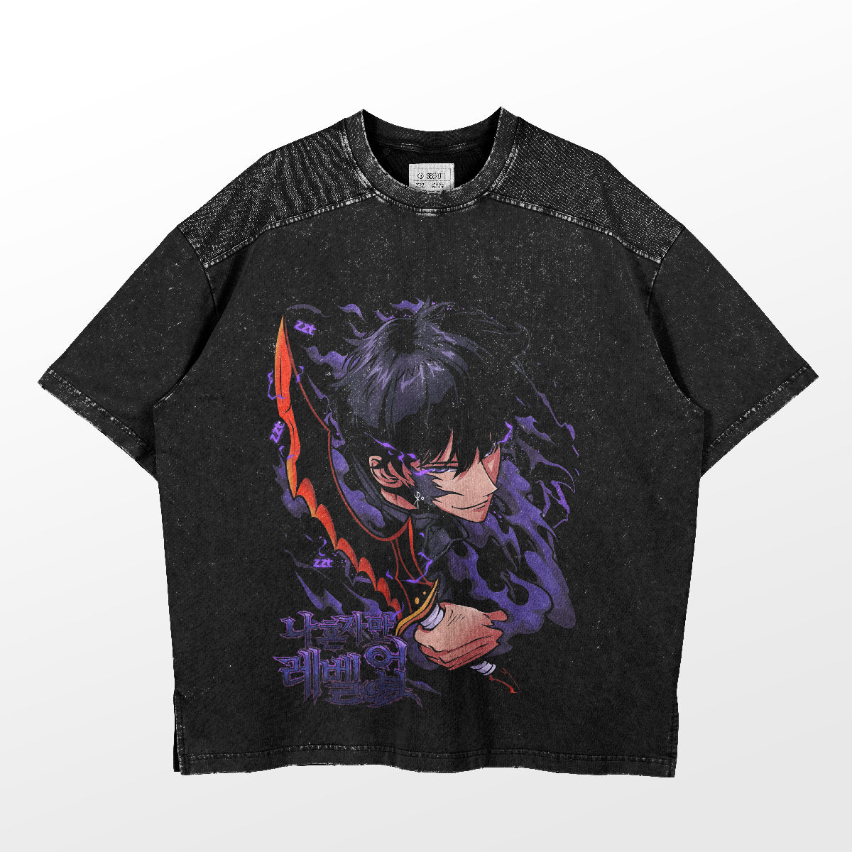 Vintage Solo Leveling Anime Graphic Tee - Shadow Monarch with Dagger D ...