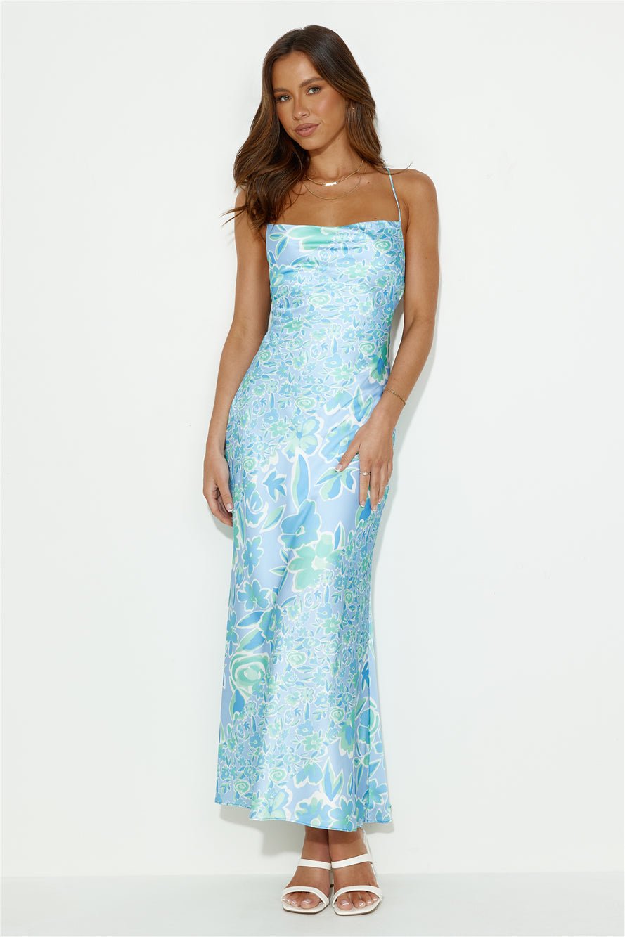 Besties Now Satin Maxi Dress Blue – Metatk