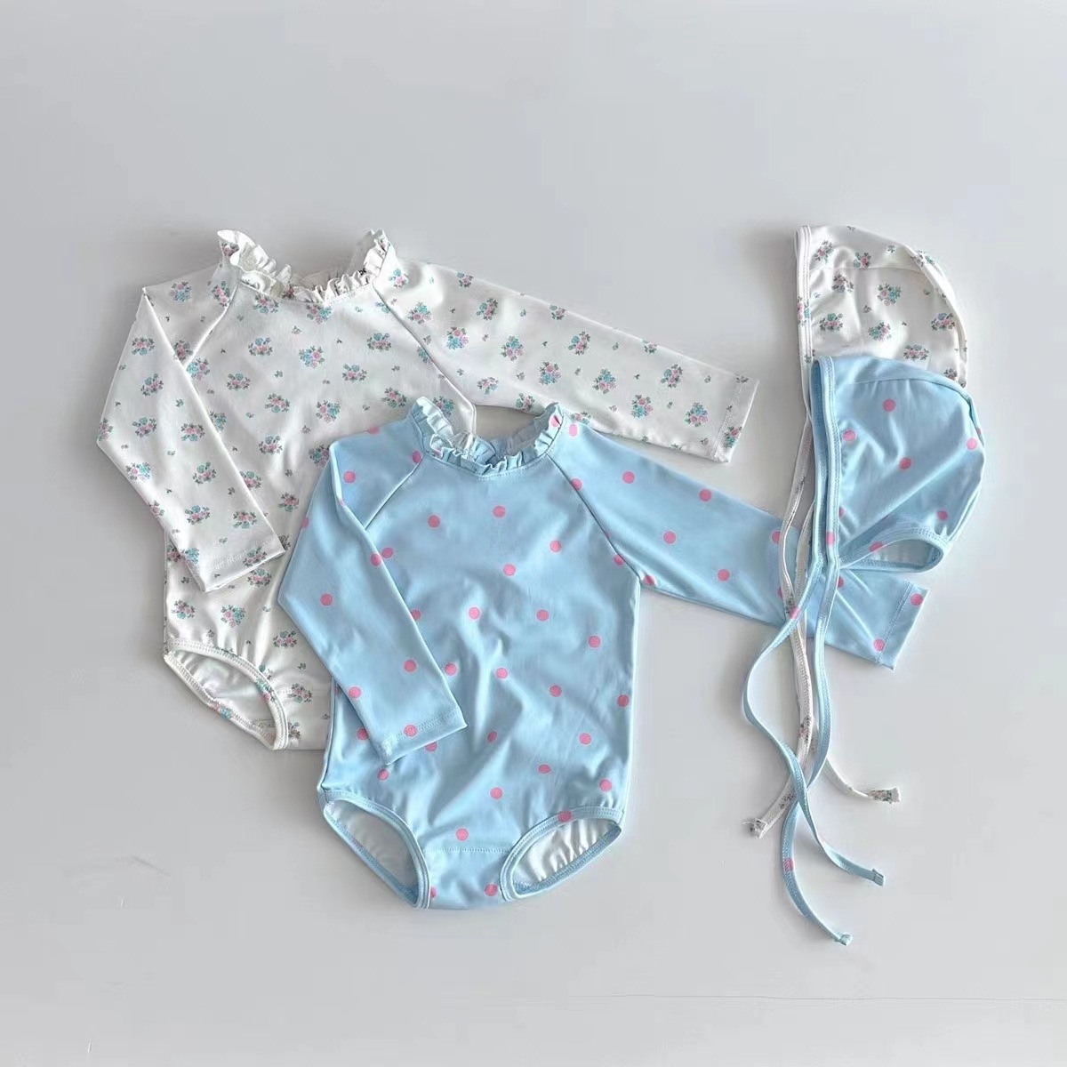 Girls' baby cartoon strappy one-piece swimsuit
