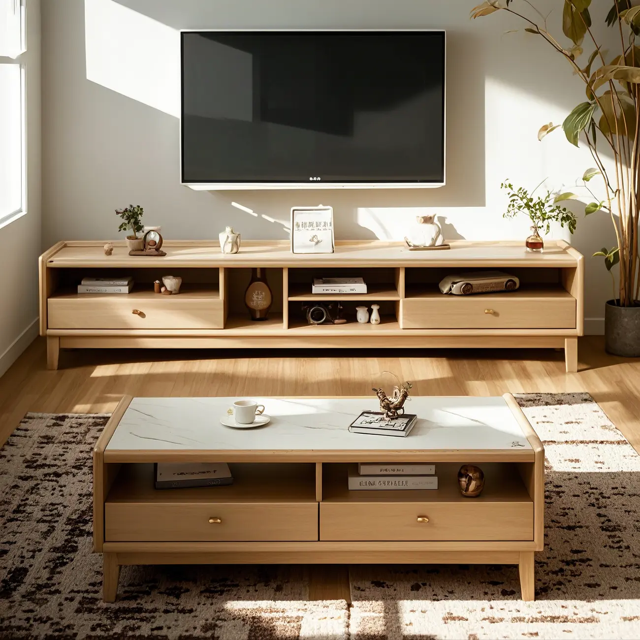 Modern Light Wood TV Stand – HOMEYFAD