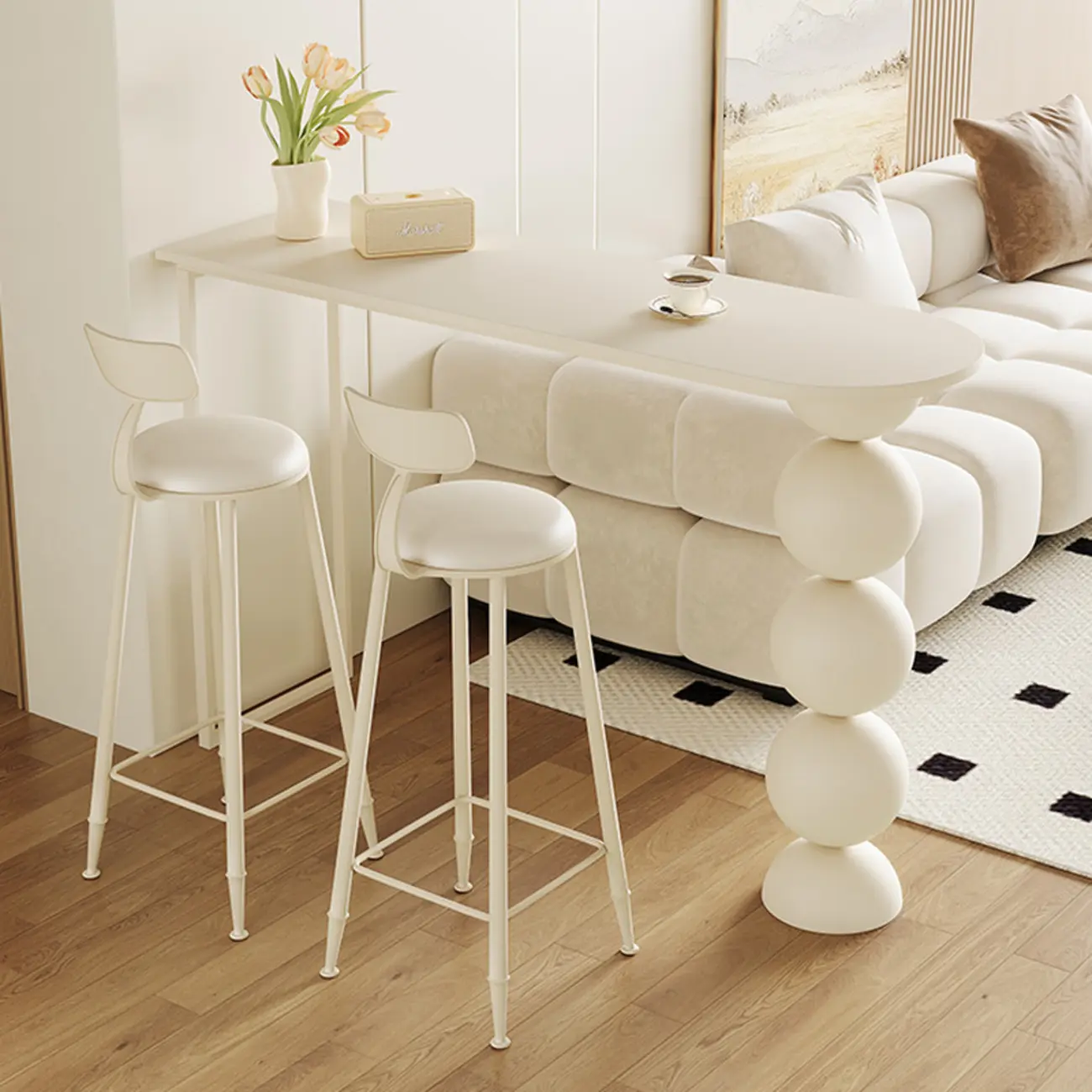 Modern Free Form White Stone Iron Bar Tables | HomeyFad